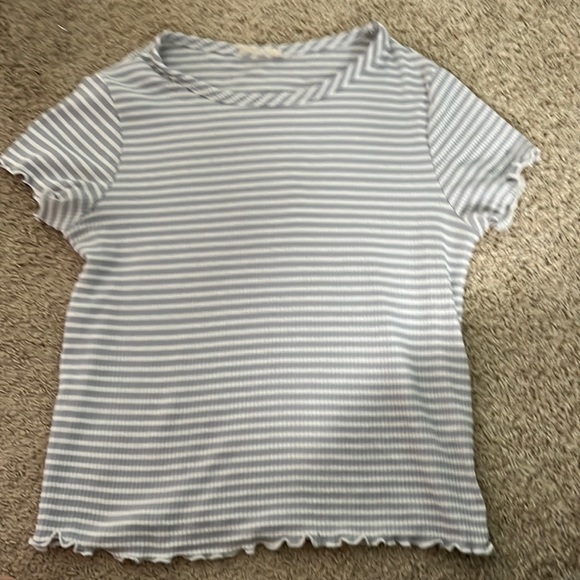 Olivia Rae | Tops | Olivia Rae Gray And White Striped Shirt | Poshmark